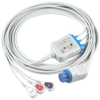 China For Datex Ohmeda Compatible Direct-Connect ECG Cable and leadwires 3Lead AHA Snap for sale