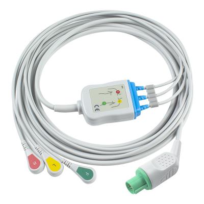 China Hellige Compatible Direct-Connect ECG Cable and leadwires for 3Lead IEC Snap for sale