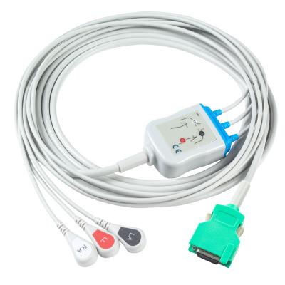 China For Nihon Kohden Compatible Direct-Connect ECG Cable and leadwires 3Lead AHA Snap for sale