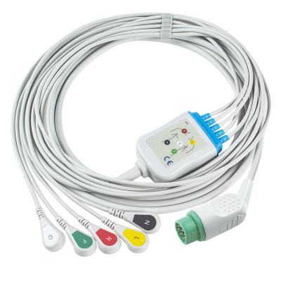 China Compatible S-iemens Drager 5 Lead Iec Snap Ecg Lead Cable / Ecg Lead Wire Set for sale