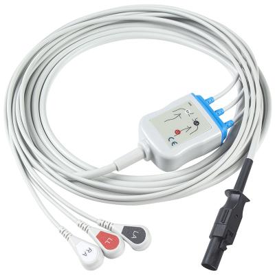 China For Welch Allyn Compatible Aha Iec Ecg Cable 008-0880-00 3 Lead Aha Snap for sale