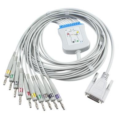 China Nihon Kohden Ekg Trunk Cable BA-902D ECG-FD07 ECG-9010K Leadwires 15 Pin IEC Banana 4.0 for sale