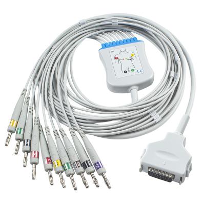China Fukuda Denshi CP-101LD FX101 FX-7202 IEC Banana 4.0 10Leads EKG Patient Monitor Cable ECG Cords for sale