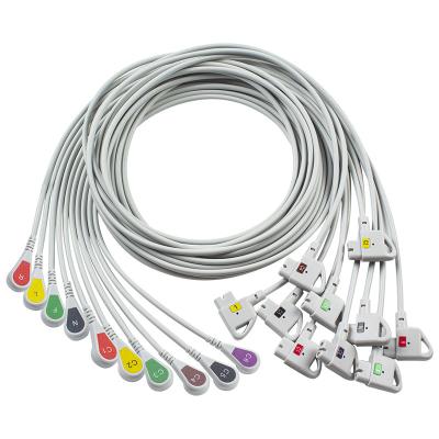 China Compatible P-hilips Trim 10Lead ECG Cable IEC Snap for PageWriter Trim I, PageWriter Trim II for sale