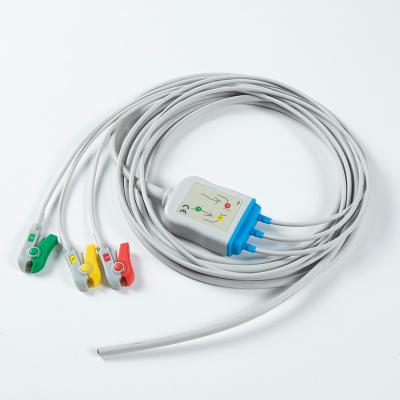 China 1m 3.0 Diameter Semi-finished ECG Cable 3Lead IEC Grabber Without Connector With 24 Months Shelf Life for sale