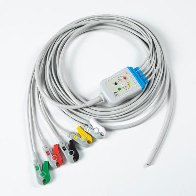 China Semi-finished ECG Cable without Connector 5Lead ECG Grabber IEC 2.5m 5.0 Diameter for sale
