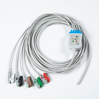 China 5 Lead Grey AHA Grabber Semi-finished ECG Cable Spare Parts For Hospital Equipment for sale
