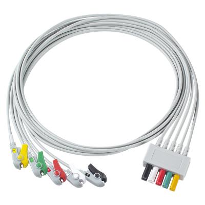 China S-iemens Patient Cable ECG 5 Lead S-iemens IEC Grabber ECG Lead for Adult or Pediatric in Grey for sale