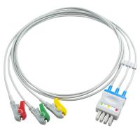 China Nihon Kohden ECG Cable BR-906P BR-903PA K911A Set 3 Lead Grabber Clip To Dual 4 Pin Connector for sale