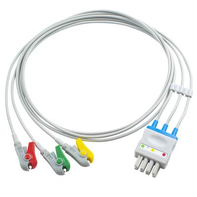 China Nihon Kohden ECG Cable BR-906P BR-903PA K911A Set 3 Lead Grabber Clip To Dual 4 Pin Connector for sale