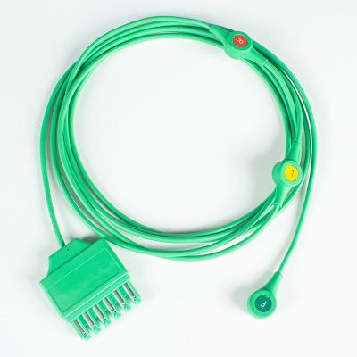 China Reusable ECG Leadwires Drager Sie-mens Monolead 3Lead IEC Snap MS14555 ECG Leadwires for sale