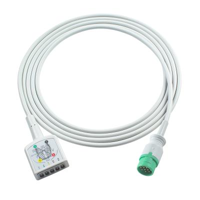 China AAMI 3lead ECG Trunk Cable 130cm 12Pin VS Type for sale