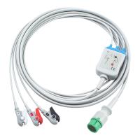 China Ecomed ECG Cables and Leadwires 12pin Connector ECG Cable 3 5 Lead IEC AHA Snap Grabber Clip for sale