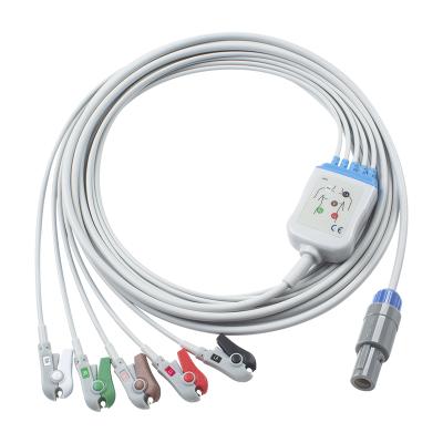 China Epsilon Lemo 6Pin ECG Cables and Leadwires ECG Cable 3 5 Lead IEC AHA Snap Grabber Clip for sale