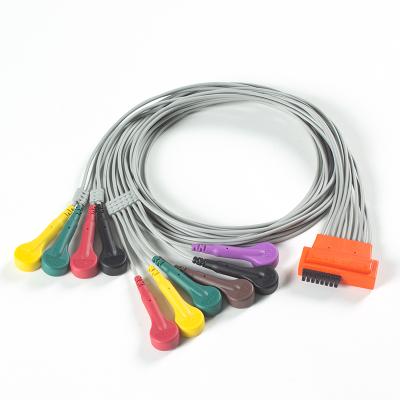 China Compatible Cardioline TouchECG HD+ 10 Lead Holter ECG Cable with TPU Material and IEC Color Coding for sale