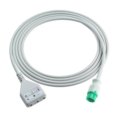 China Biolight 12Pin 3 5Lead ECG Trunk Adapter Cable O-ximax Tech AnyView A2 A6 A4 A8 Q7 Q5 ECG Extension Cable Din Style for sale