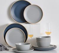 China Gufaith Melamine Dinnerware Set,Plate and Bowl Sets,Dishes Set for 4,Outdoor Dinnerware Set,Blue and Grey Color, Modern for sale