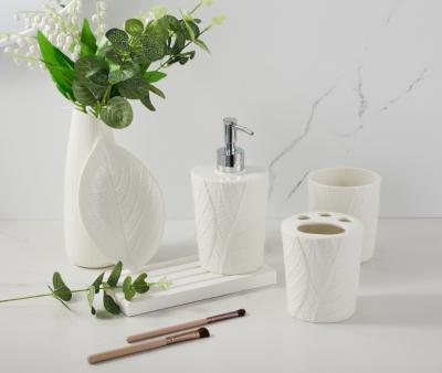 China 4 Pcs White Ceramic Toothbrush Holder Lead Free for sale