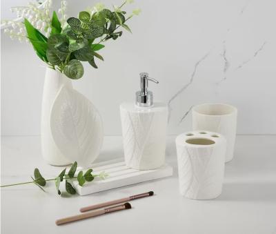 China Lead Free Ceramic Toothbrush Holders Bathroom Accessories Set 4pcs for sale