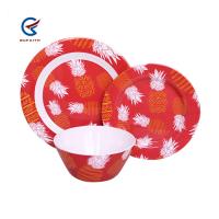 China 3PCS Red Melamine Dinnerware Set For Camping Indoor Outdoor Use Kitchen for sale