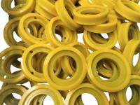 China Yellow Pu Coating Roller Poly Wheels High Hardness Custom Service for sale