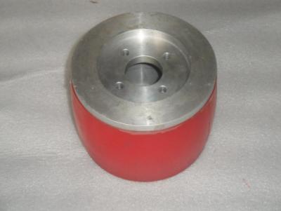 China Wear Resistant Polyurethane Coating Wheels Industrial PU Red 80A Hardness Iron Parts for sale