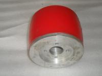 China Wear Resistant Polyurethane Coating Wheels Industrial PU Red 80A Hardness Iron Parts for sale