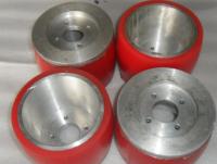 China Wear Resistant Polyurethane Coating Wheels Industrial PU Red 80A Hardness Iron Parts for sale