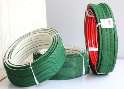 China White PU Polyurethane Super Grip Belt with Green PVC Vee Corrugated Surface - 30m Roll, 80A/90A Durometer for sale