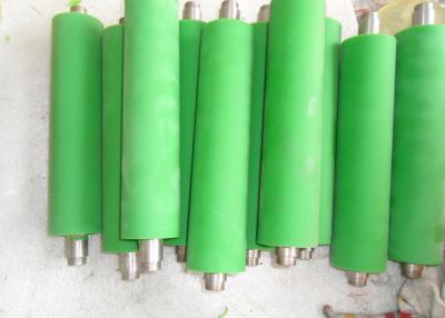 China Industrial Green PU Polyurethane Conveyor Rollers 35-98A Hardness with 45-60KN/M Tear Strength for Material Handling Systems for sale