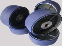 China Industrial Blue PU Polyurethane Coating Wheels with Aluminum Core - Shore A 35-98 Hardness, 7-175 mg Abrasion Resistance for sale