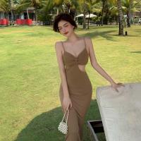 China Stitching Sling Side Air Slim Womens Vacation Dresses for sale