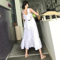 China Summer Midi Womens Vacation Dresses Sleeveless Back With Bow for sale