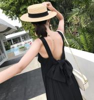 China Summer Midi Womens Vacation Dresses Sleeveless Back With Bow for sale