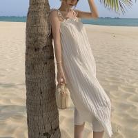 China Cotton Square Collar Women's Beachwear Dresses , Backless White Loose Beach Dress for sale
