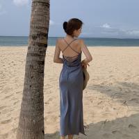 China Satin Sling Strap Women's Beachwear Dresses 125cm Sleeveless for sale