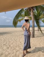 China Satin Sling Strap Women's Beachwear Dresses 125cm Sleeveless for sale