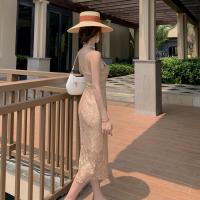 China Elegant Lace Sling Wrap Womens Vacation Dresses 113cm for sale