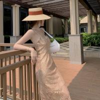 China Elegant Lace Sling Wrap Womens Vacation Dresses 113cm for sale