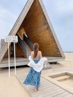 China Blue Back Tie Halter Strap 104cm Bohemian Beach Dress for sale