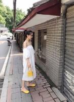 China Cotton Linen Fabric Womens Vacation Dresses , Off Shoulder Tube Dress for sale