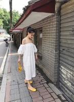 China Cotton Linen Fabric Womens Vacation Dresses , Off Shoulder Tube Dress for sale