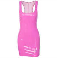 China U Neck Sleeveless PU Leather Mini Dress for sale