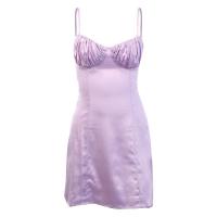China Pleated Backless Tie Strap Sexy Women Dresses 71cm A Line for sale