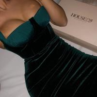 China Velvet Stitching Sexy Women Dresses , One Shoulder Bodycon Midi Dress for sale