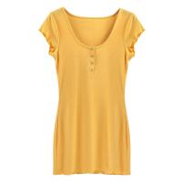 China European and American sexy button solid color low-cut short-sleeved mini wrap dress two-color for sale