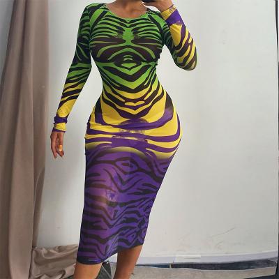 China Round Neck Long Sleeve Sexy Women Dresses Polynesian Ethnic Floral for sale