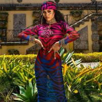 China Round Neck Long Sleeve Sexy Women Dresses Polynesian Ethnic Floral for sale