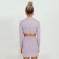 China Single Breasted Sexy Ladies Long Sleeve Dress Slim Waist Cutout V Neck for sale