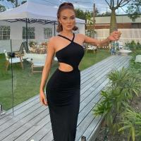 China Halter Hollow Women's Summer Vacation Dresses Sleeveless Mid Length for sale